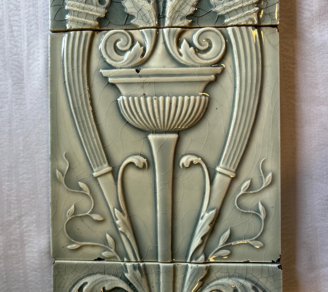 Antique Victorian Providential Tile Works Torch Panel 5-6x6 Tiles - Etsy