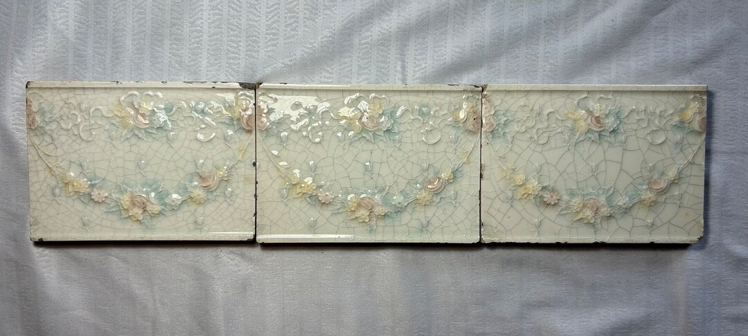 Lot of 3 Antique Providential Tile Works 6x4.25 Victorian Majolica ...