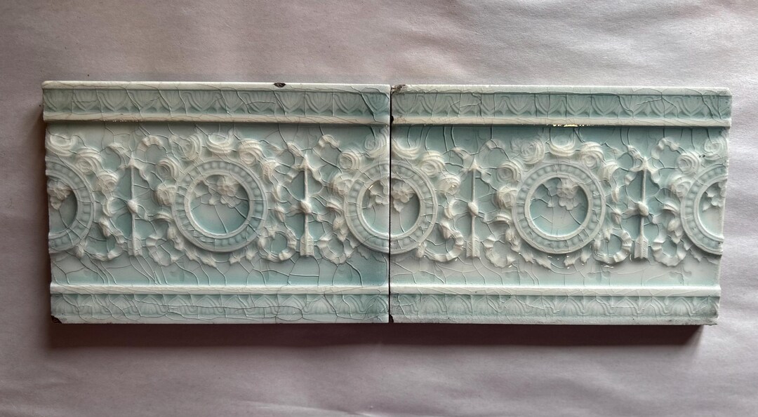 Lot of 2 Antique Providential Tile Works 6x4.25 Victorian Majolica ...