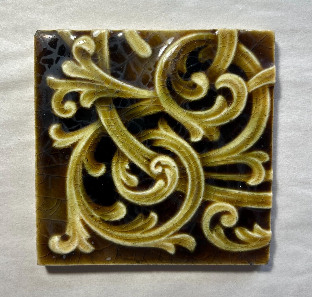 Antique Majolica Tile Providential Tile Works 4.25X 4.25 RARE 1880’s ...