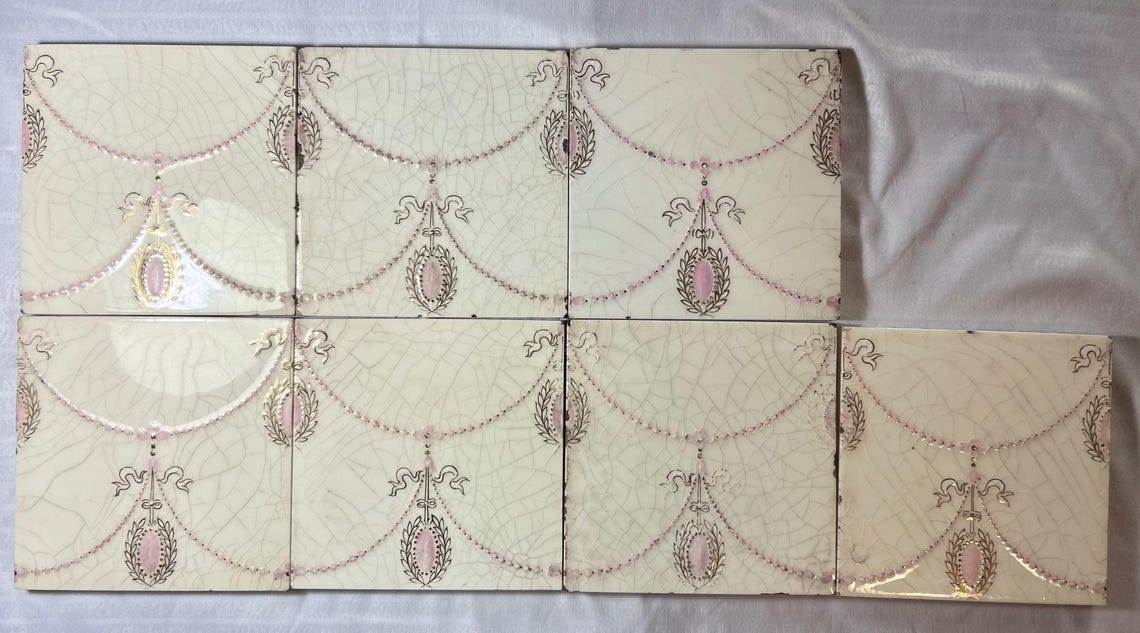 Lot of 7 Antique Providential Tile Works 6x6 Victorian Majolica ...