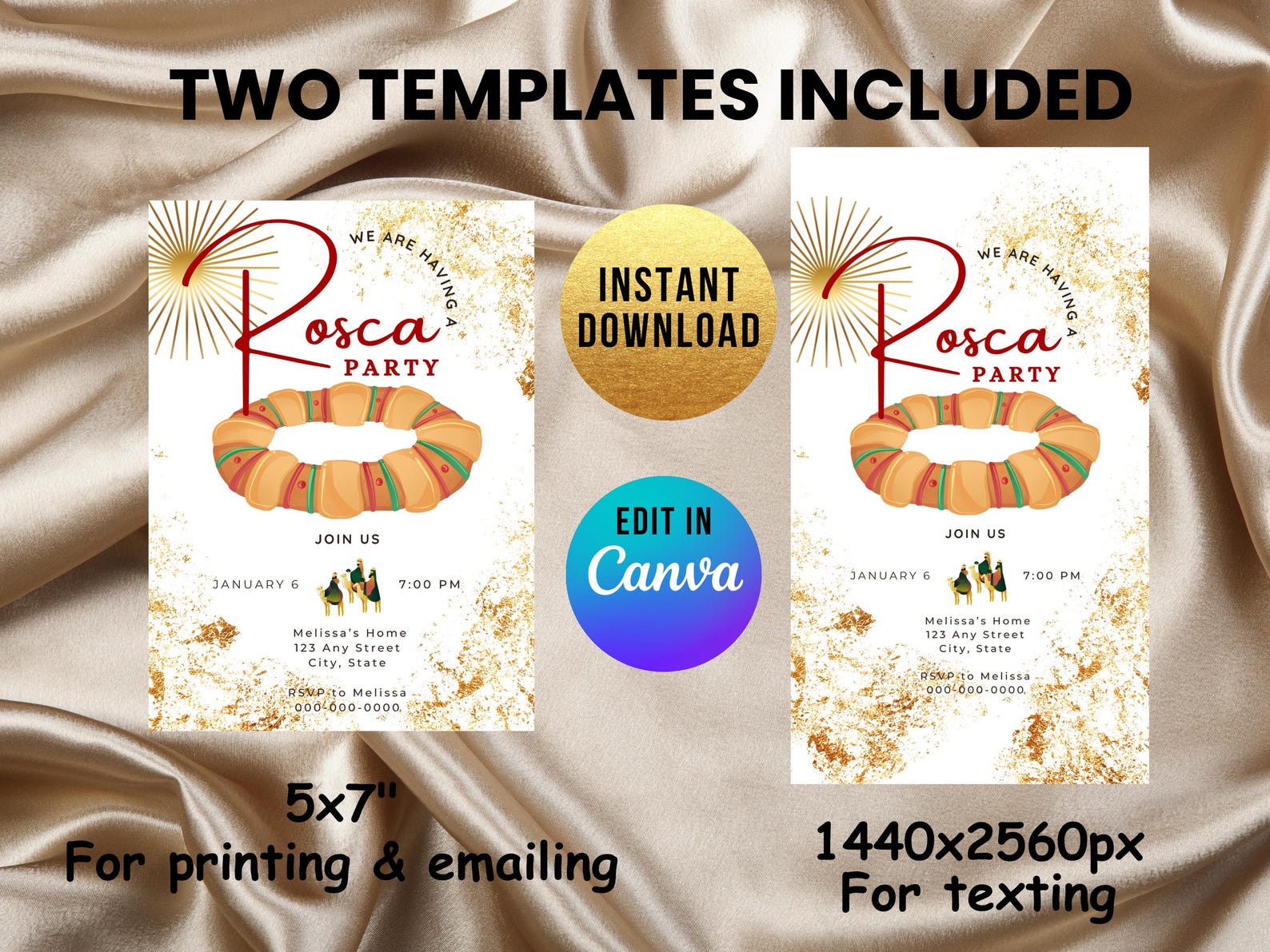 Editable Rosca Party Invitation, Rosca De Reyes Invite, Three Kings Day ...