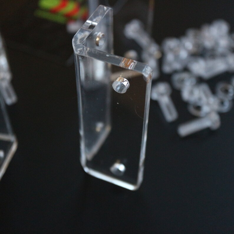 4 X V2, 5mm Thickness, Angled L Brackets, Polished Clear Transparent ...