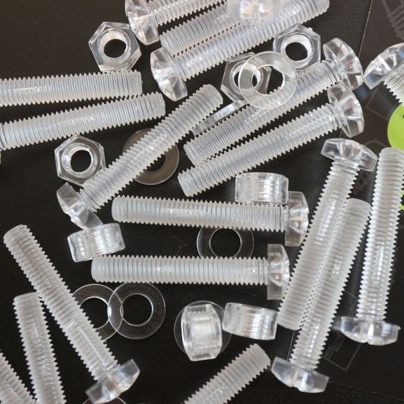 Transparent Clear Plastic Acrylic Nuts Bolts Crosshead Various Sizes and Lengths Etsy