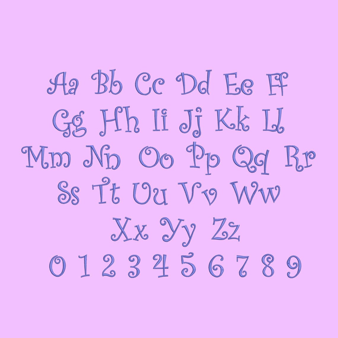 Curly Embroidery Fonts 5 Size Font Machine Embroidery Font Instant ...