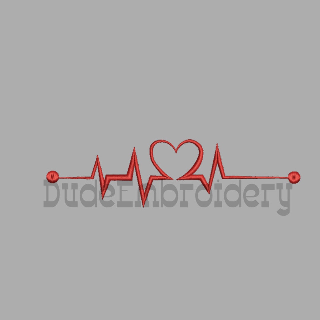 Heartbeat Valentine Embroidery Designs 7 Size Design Instant Download 8 ...