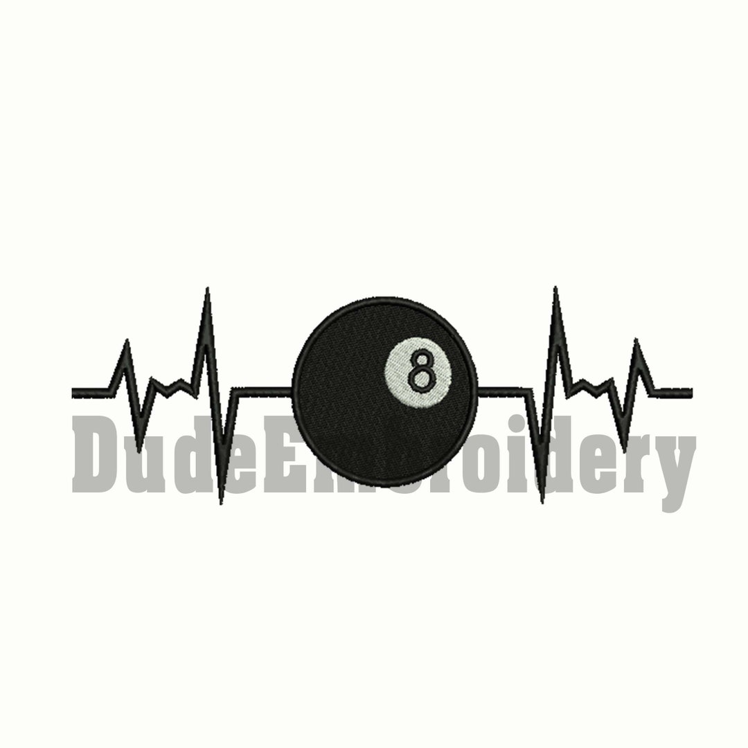 8 Ball Pool Heartbeat Embroidery Designs 7 Size Design Instant Download ...