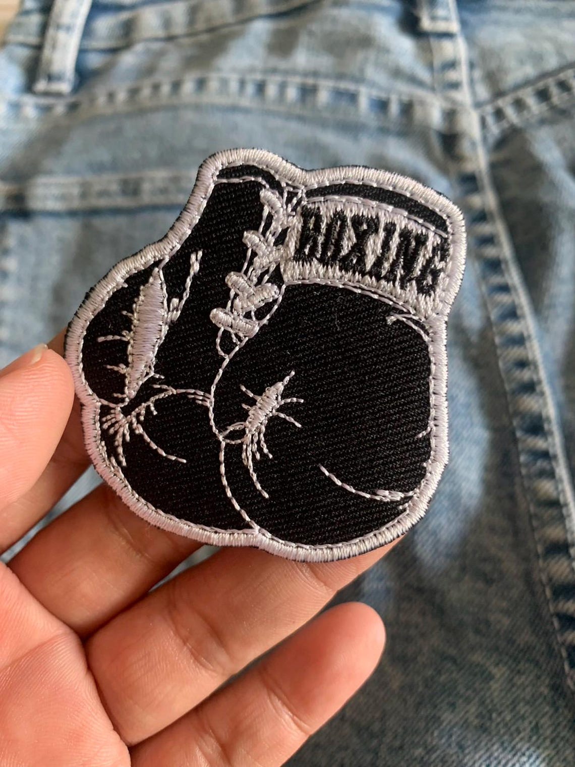 Boxing Gloves , Love Sport Iron on Patches Easy DIY Fix or Style ...