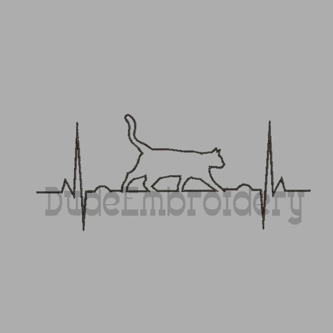 Heartbeat Cat Embroidery Designs 6 Size Design Instant Download 8 ...
