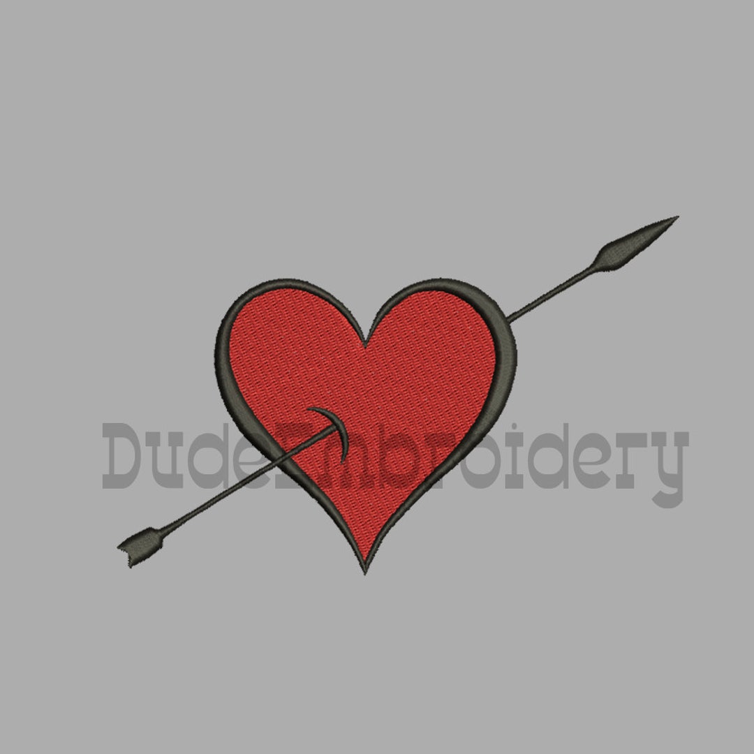 Arrow Crossing Through a Heart Embroidery Designs 10 Size Design ...