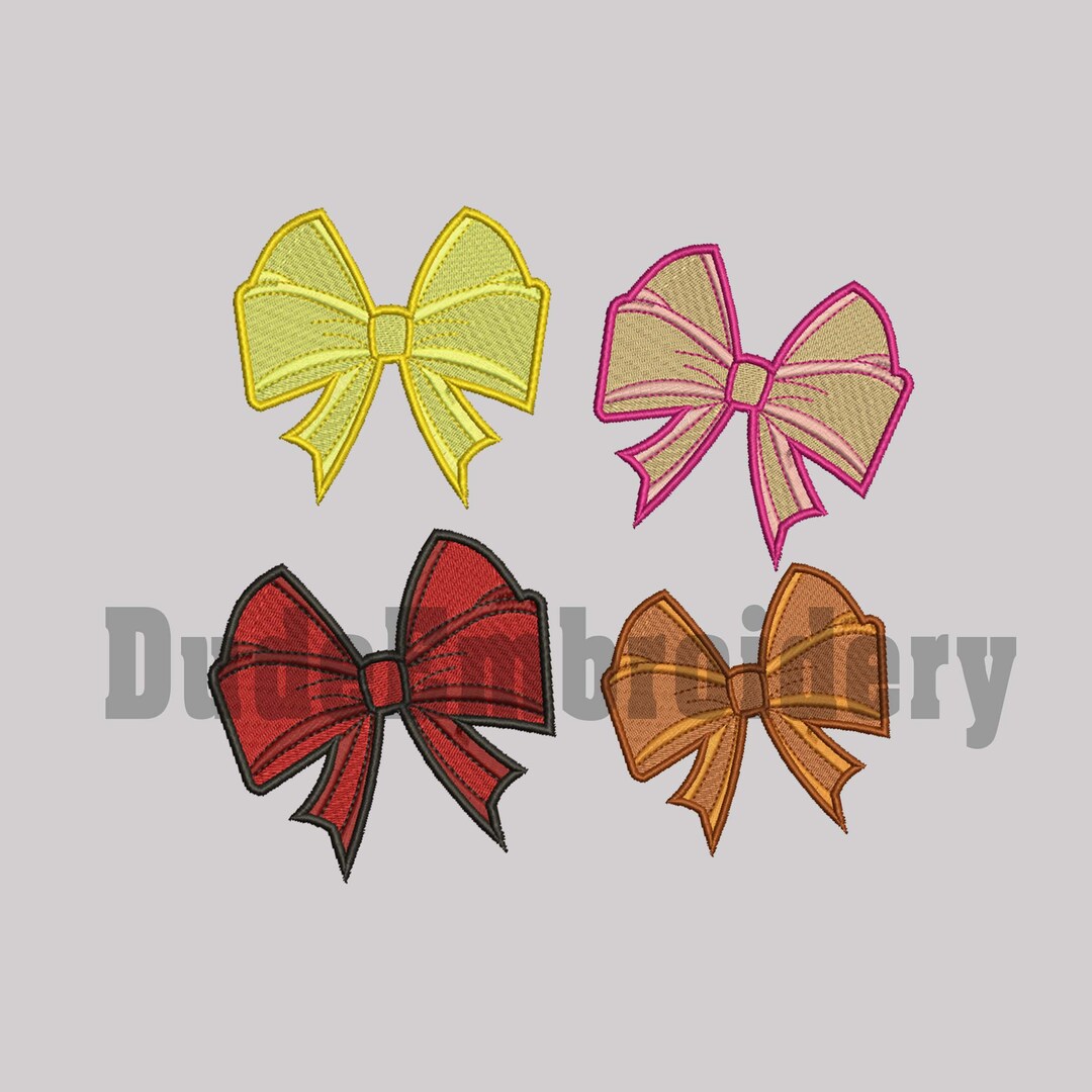Ribbon Bow Embroidery Designs 5 Size Design Instant Download 8 Formats ...