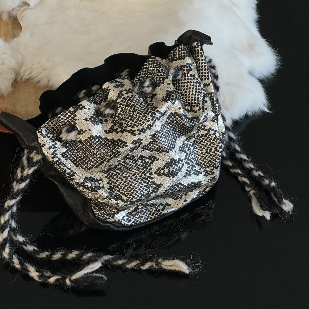 Viking Dice Pouch Gold Snake Sheepskin Handmade Nordic Style Sheepskin ...