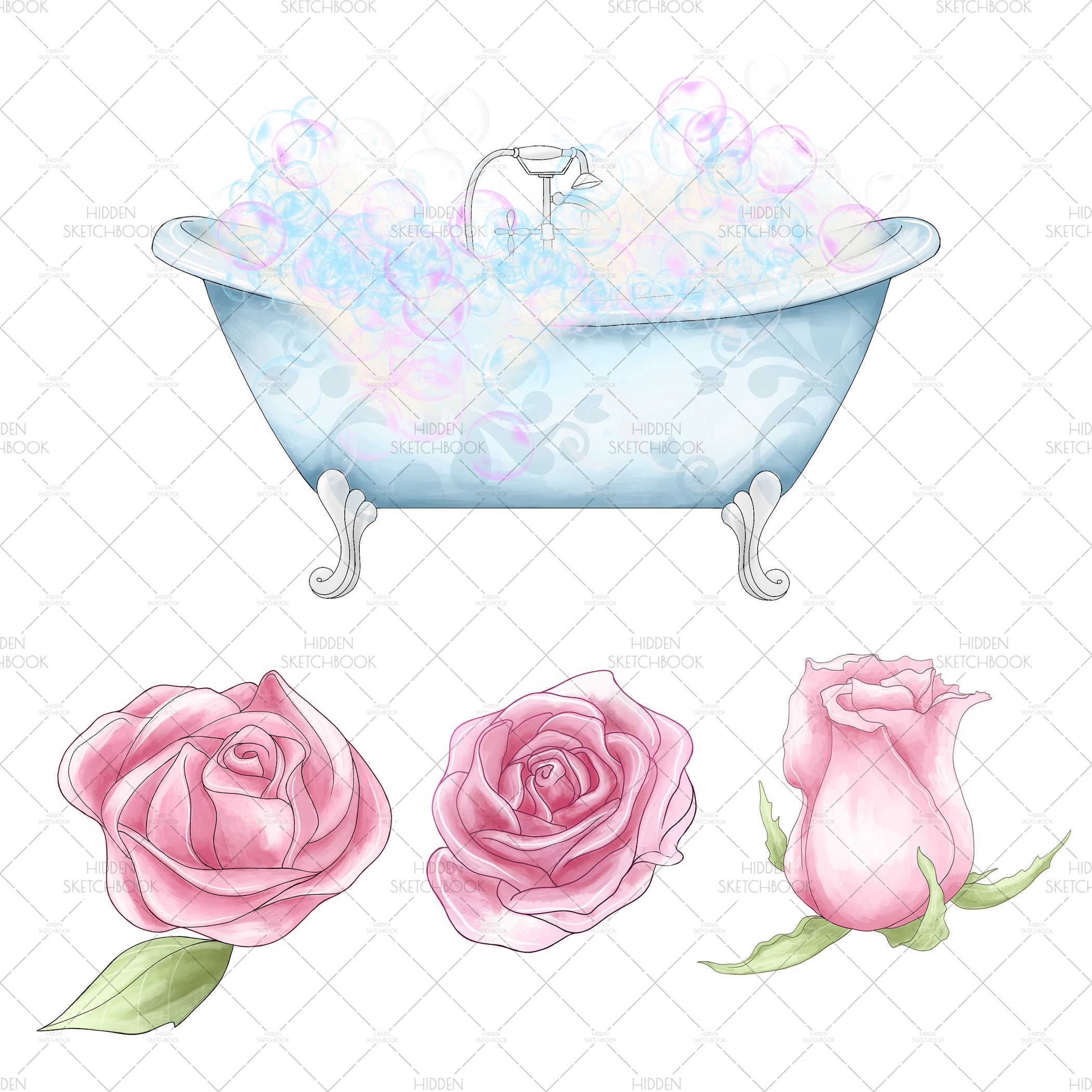 Soak Your Troubles Away Bubble Bath Clip Art Spring Relax - Etsy