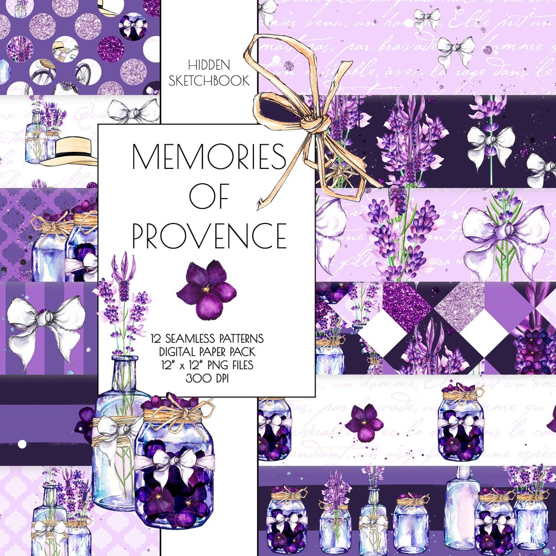 Memories of Provence Digital Paper Pack Seamless Patterns Lavender ...