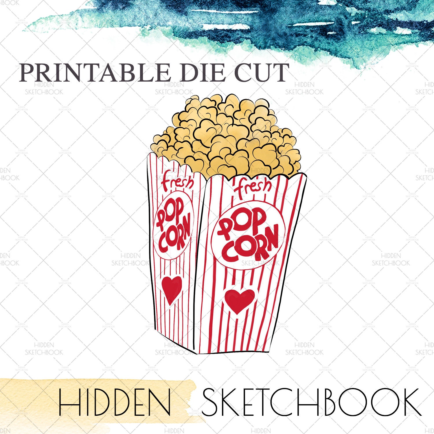 PRINTABLE DIE CUTS. Cute Popcorn Download Die Cut - Etsy