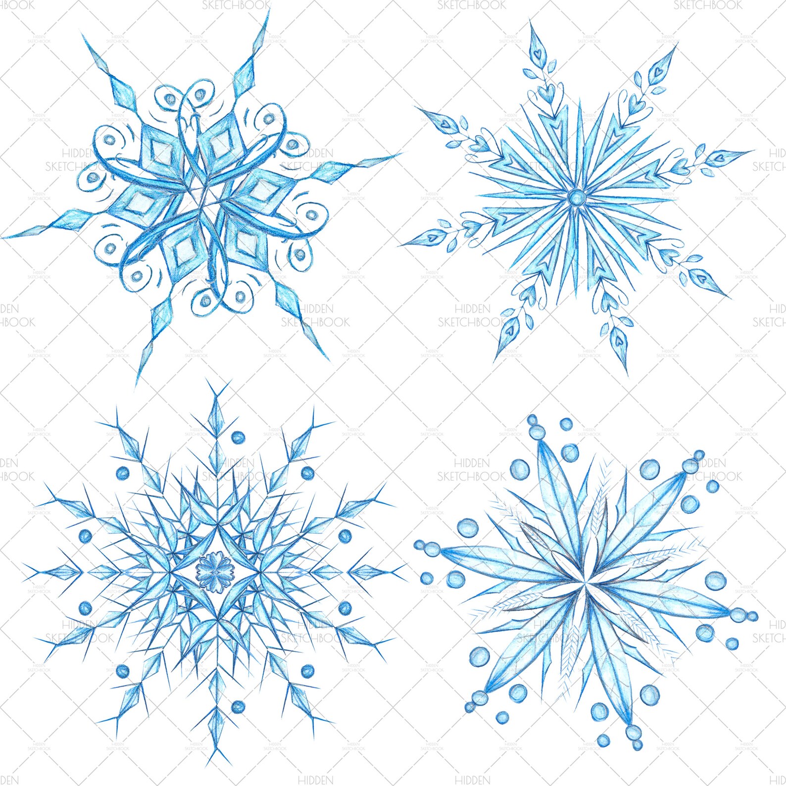 Winter Snowflakes Clip Art Purple Christmas Invitation Graphics Hand ...