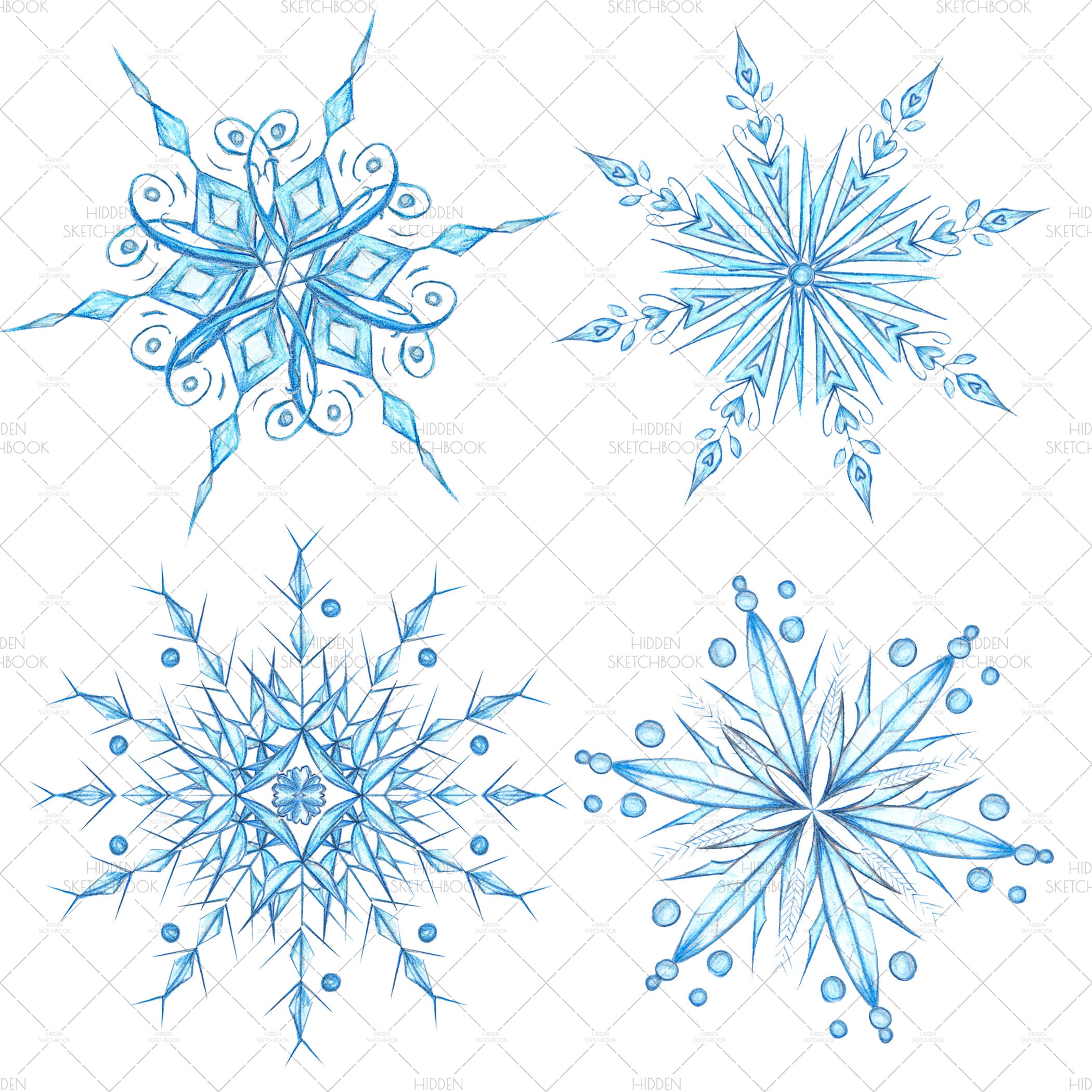 Winter Snowflakes Clip Art Purple Christmas Invitation Graphics Hand ...