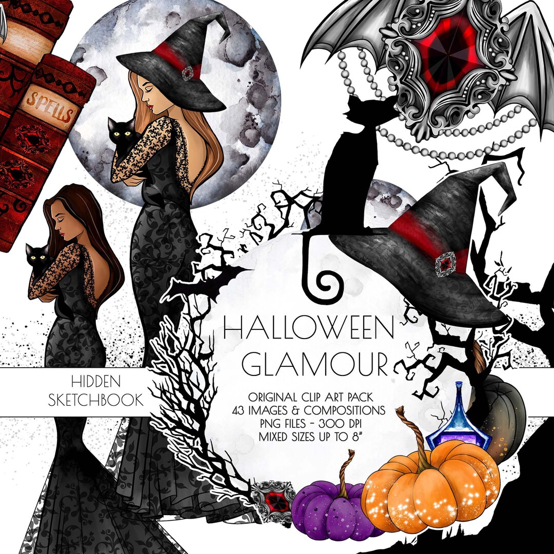 Halloween Glamour Clip Art Spooky Halloween Party Invitation Graphics ...