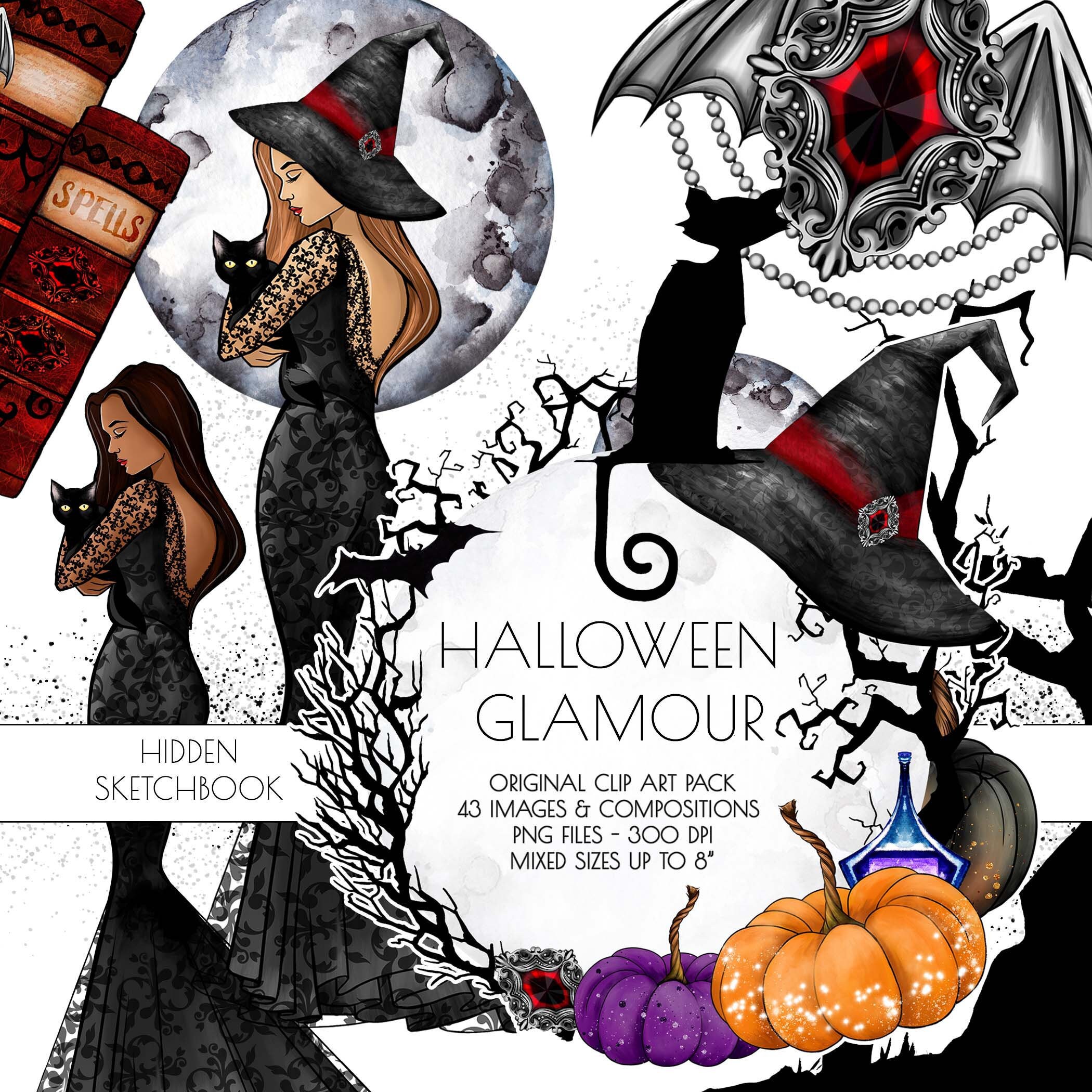 Halloween Glamour Clip Art Spooky Halloween Party Invitation - Etsy