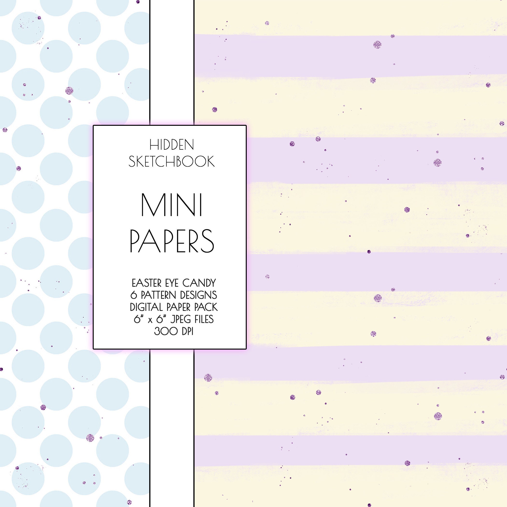 Easter Eye Candy Mini Digital Paper Pack Patterns Easter Holiday Bunny ...