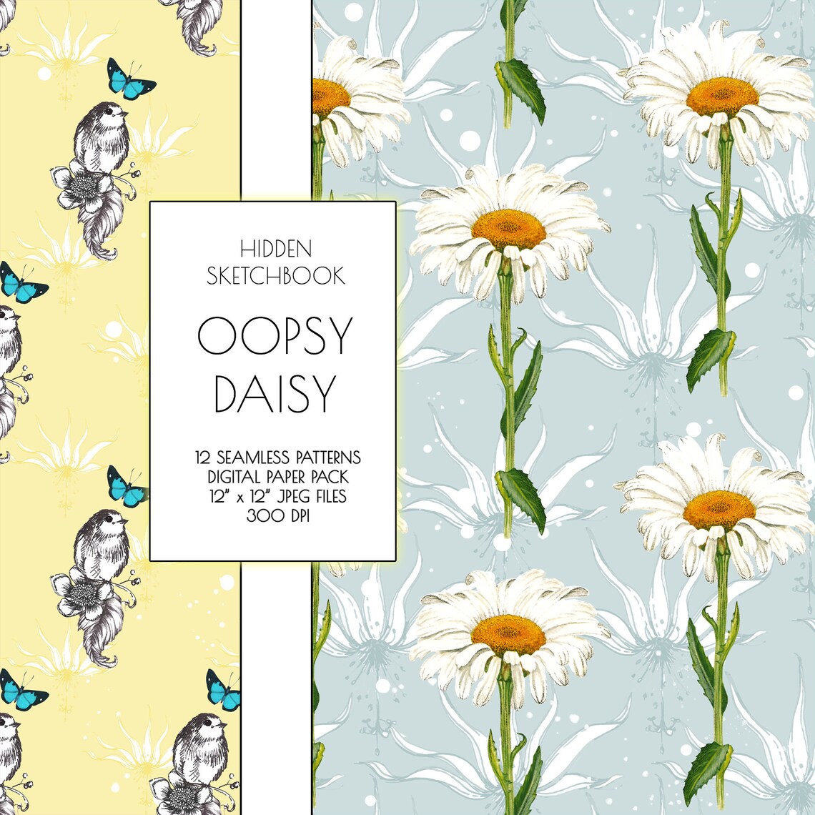 Oopsy Daisy Digital Paper Pack Seamless Patterns Summer Daisy - Etsy