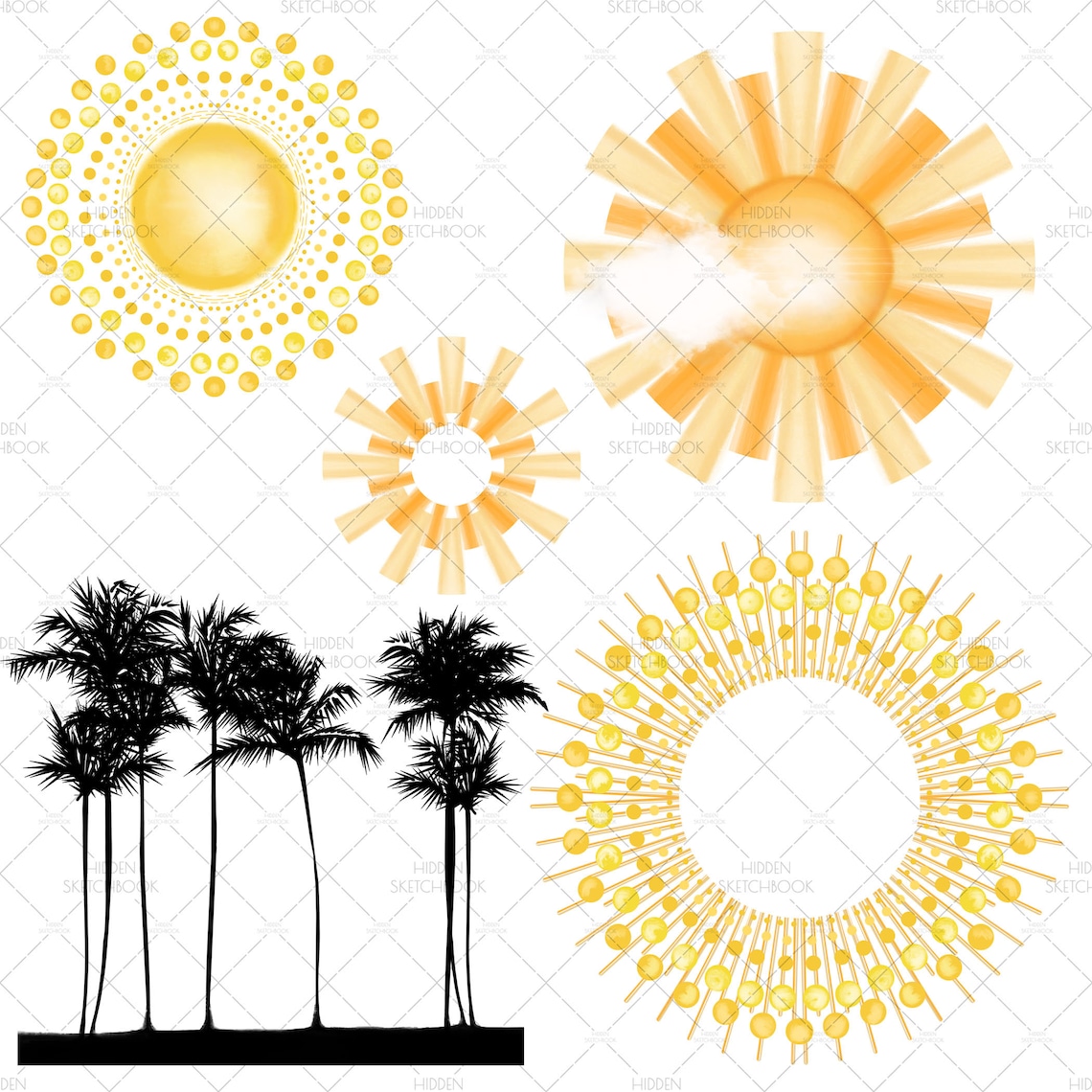 Chasing the Sun Clip Art Summer Sunset Beach Tropical Sunny | Etsy