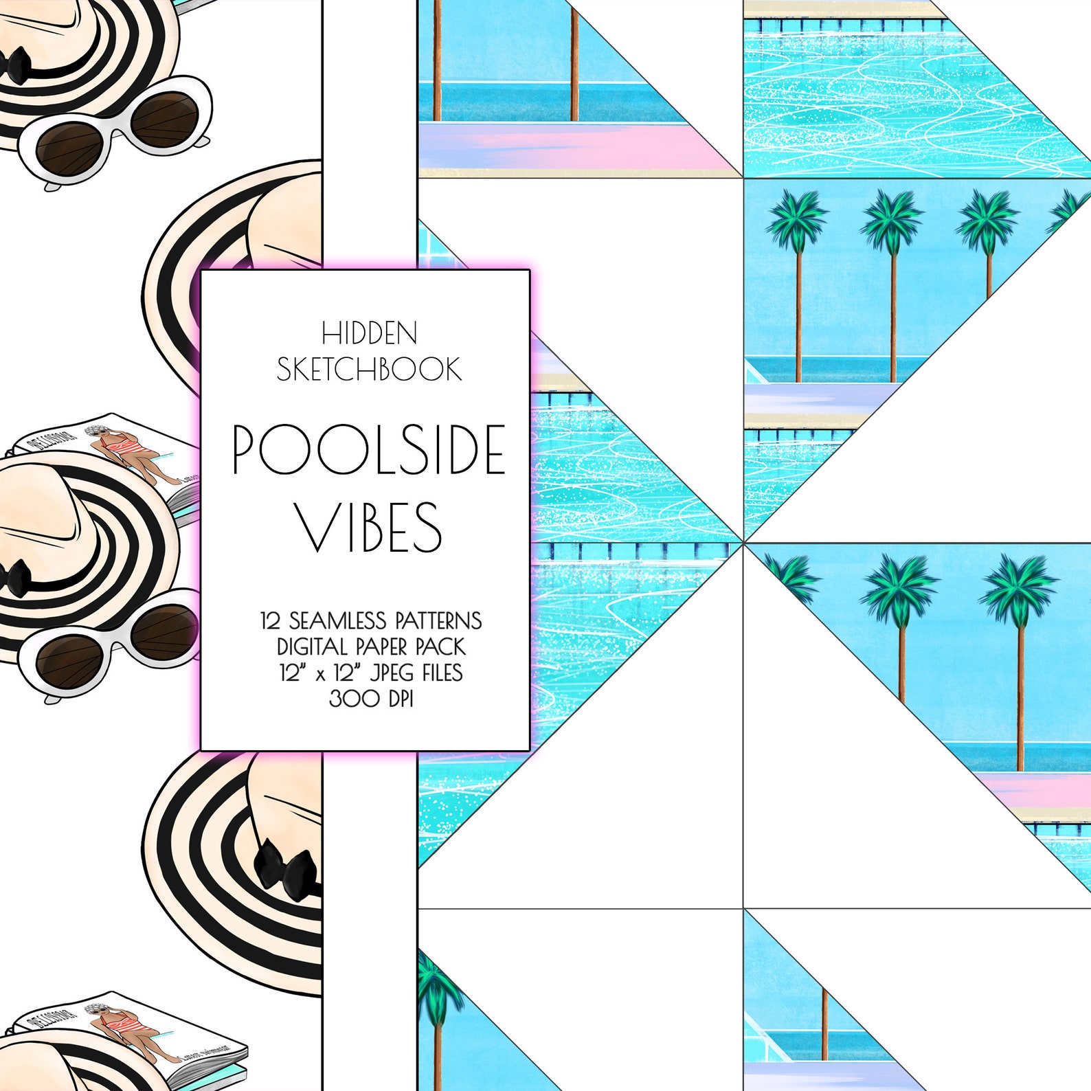 Poolside Vibes Digital Paper Pack Summer Pool Party Sun Bed - Etsy