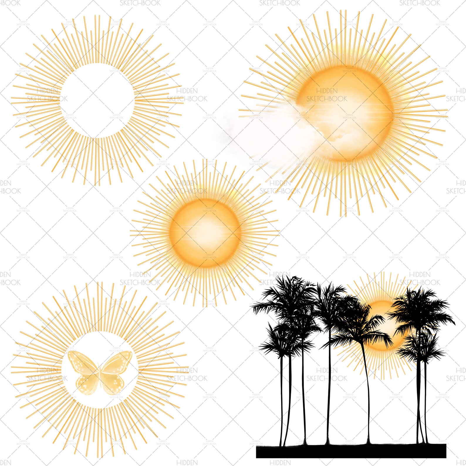 Chasing the Sun Clip Art Summer Sunset Beach Tropical Sunny - Etsy