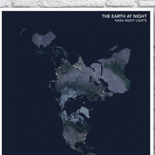 NASA Earth at Night Poster / GIS Map Art / NASA Night Lights / - Etsy