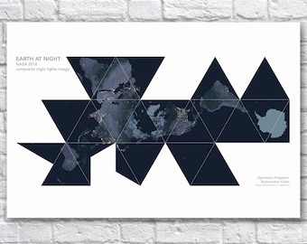 Upside Down World Map Equal Area Projection South is up - Etsy