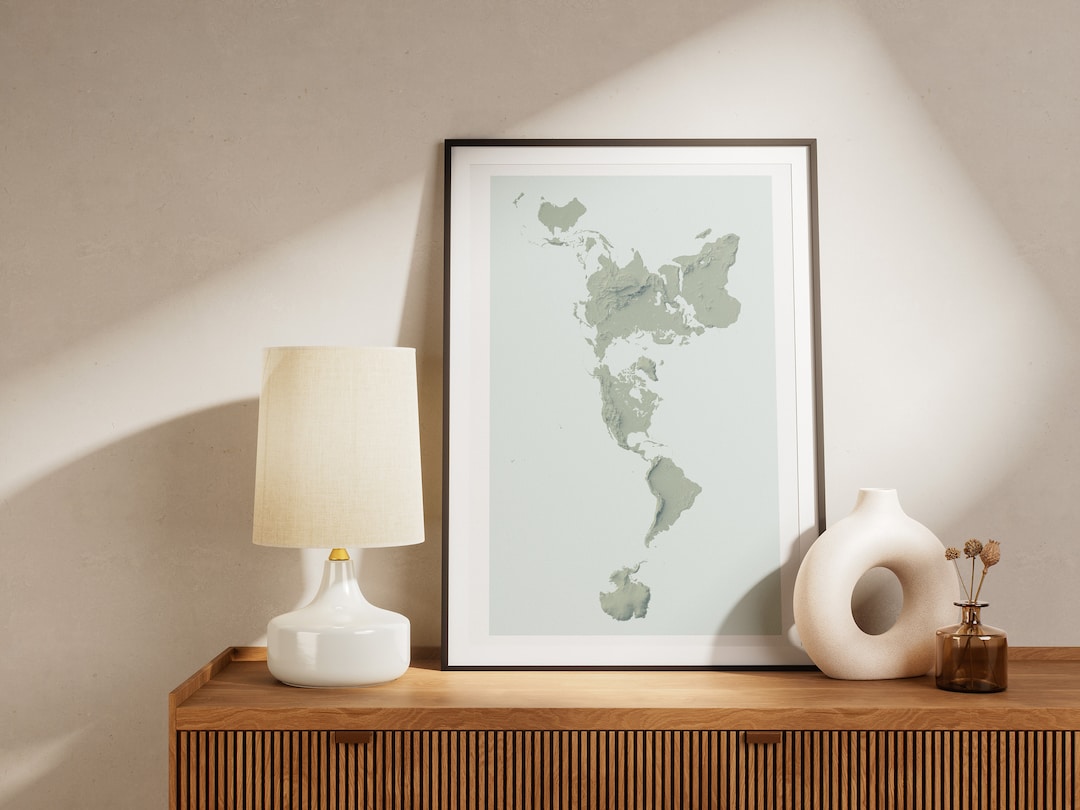 World Terrain Map Wall Art / Fuller Topographical Map - Etsy