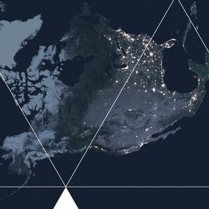 NASA Earth at Night Poster / GIS Map Art / NASA Night Lights / Dymaxion ...