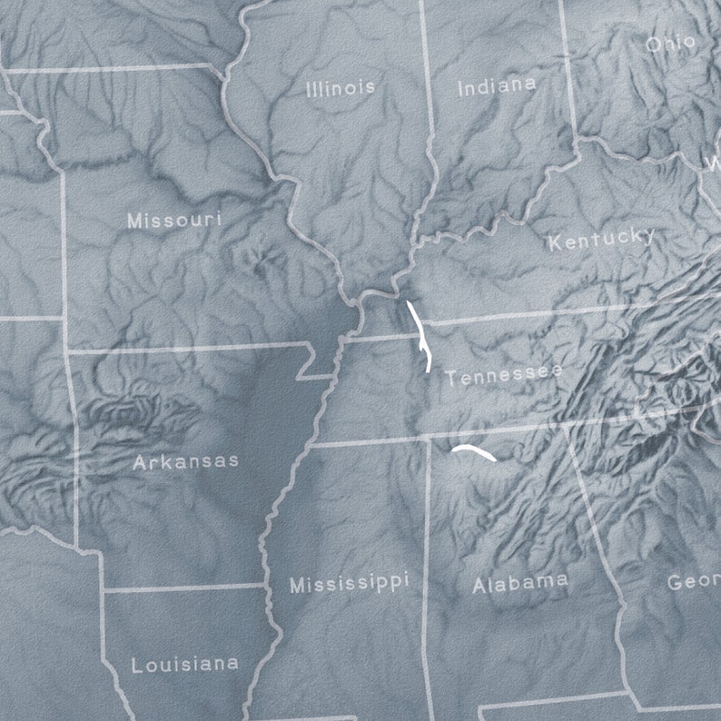 United States Topographic Map / Hand Drawn Shaded Relief / Custom ...