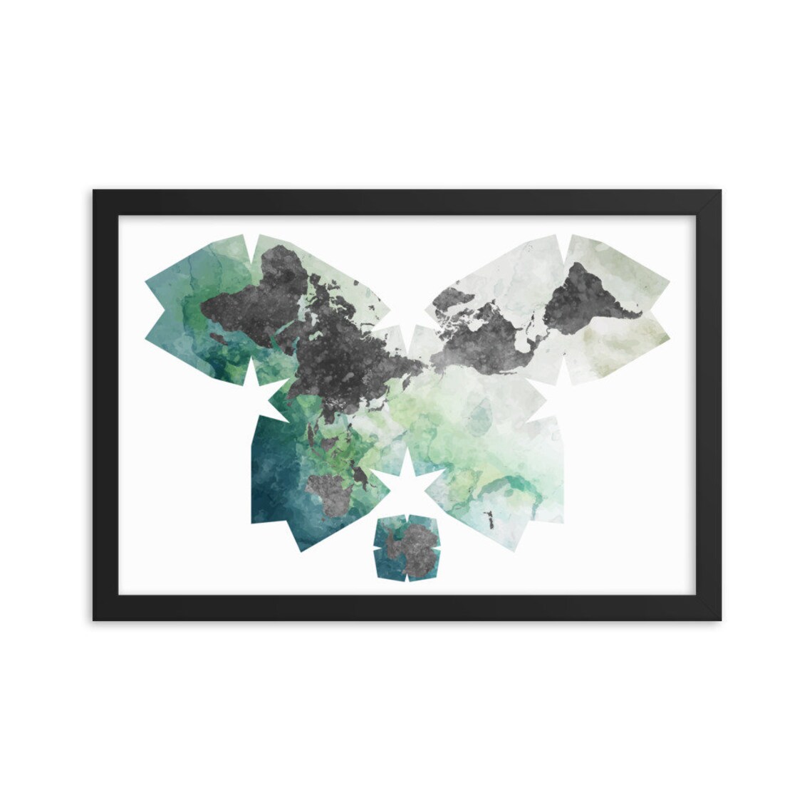 Watercolor World Map Poster / Cahill Map / Waterman Butterfly / Pacific ...