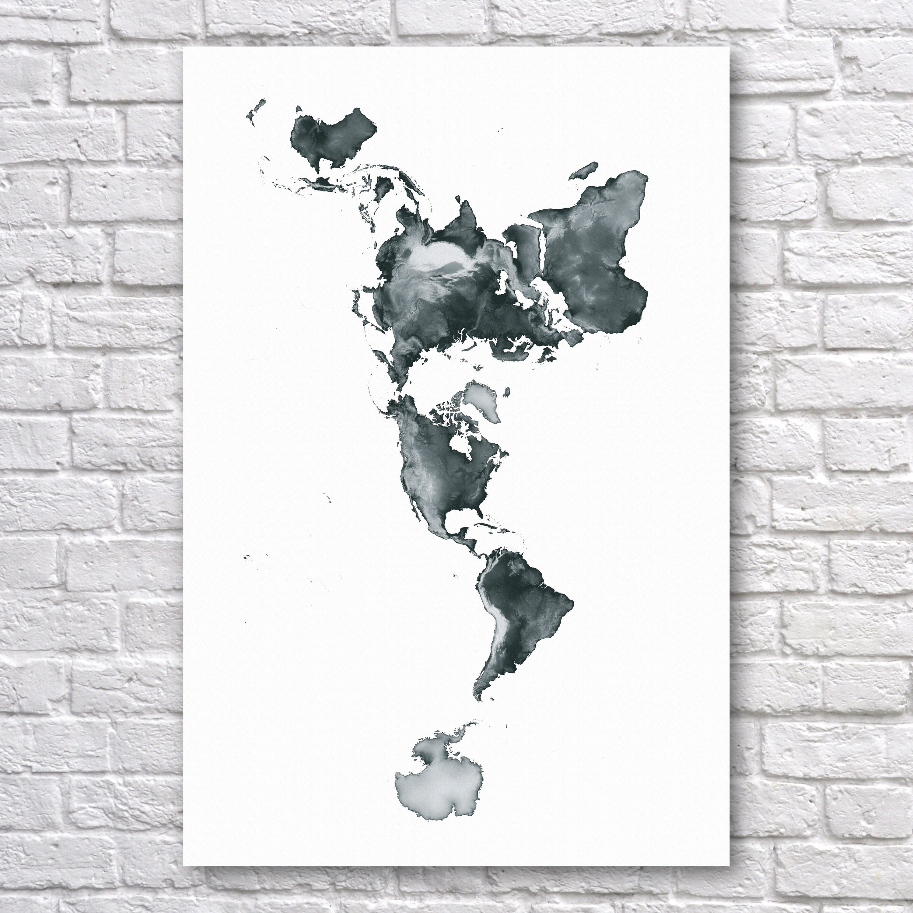 Tinted Abstract World Map Rolled Poster Color Variations | Etsy