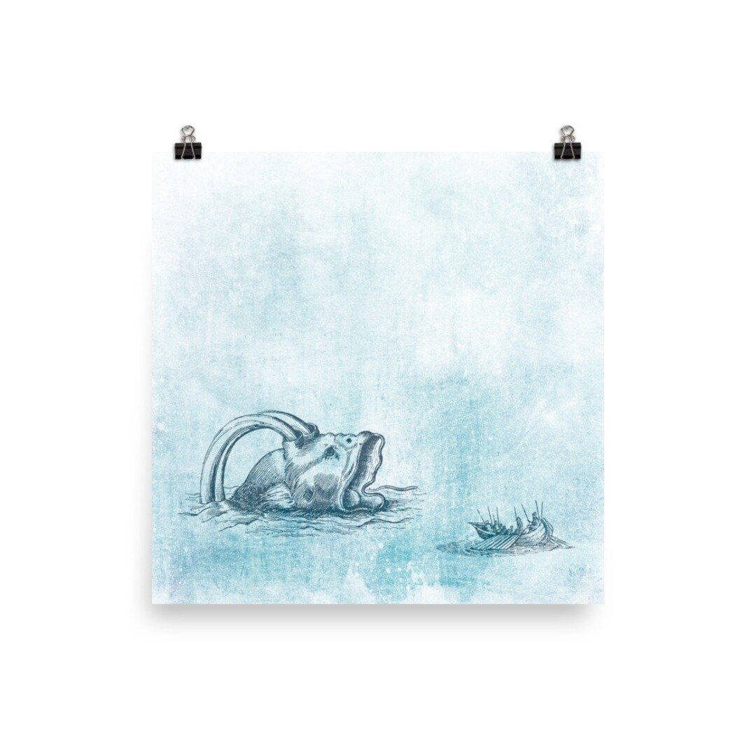 Medieval Map Monsters Poster - Sea Creatures From Medieval Map - Wall ...