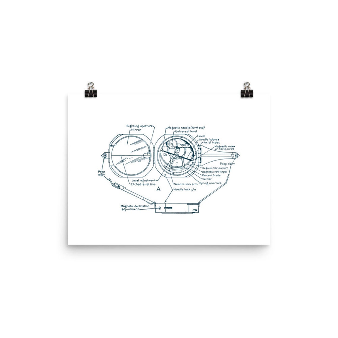 Patent Drawing Geologists Compass / Brunton Pocket Transit Diagram ...