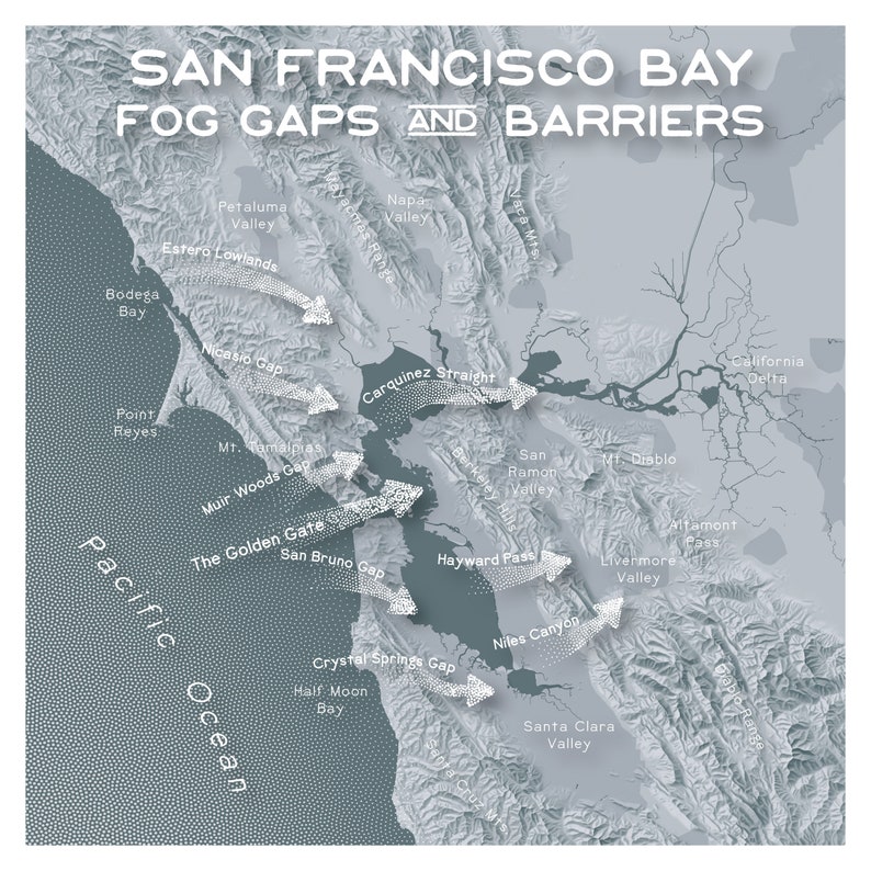 San Francisco Bay Fog Map - Etsy