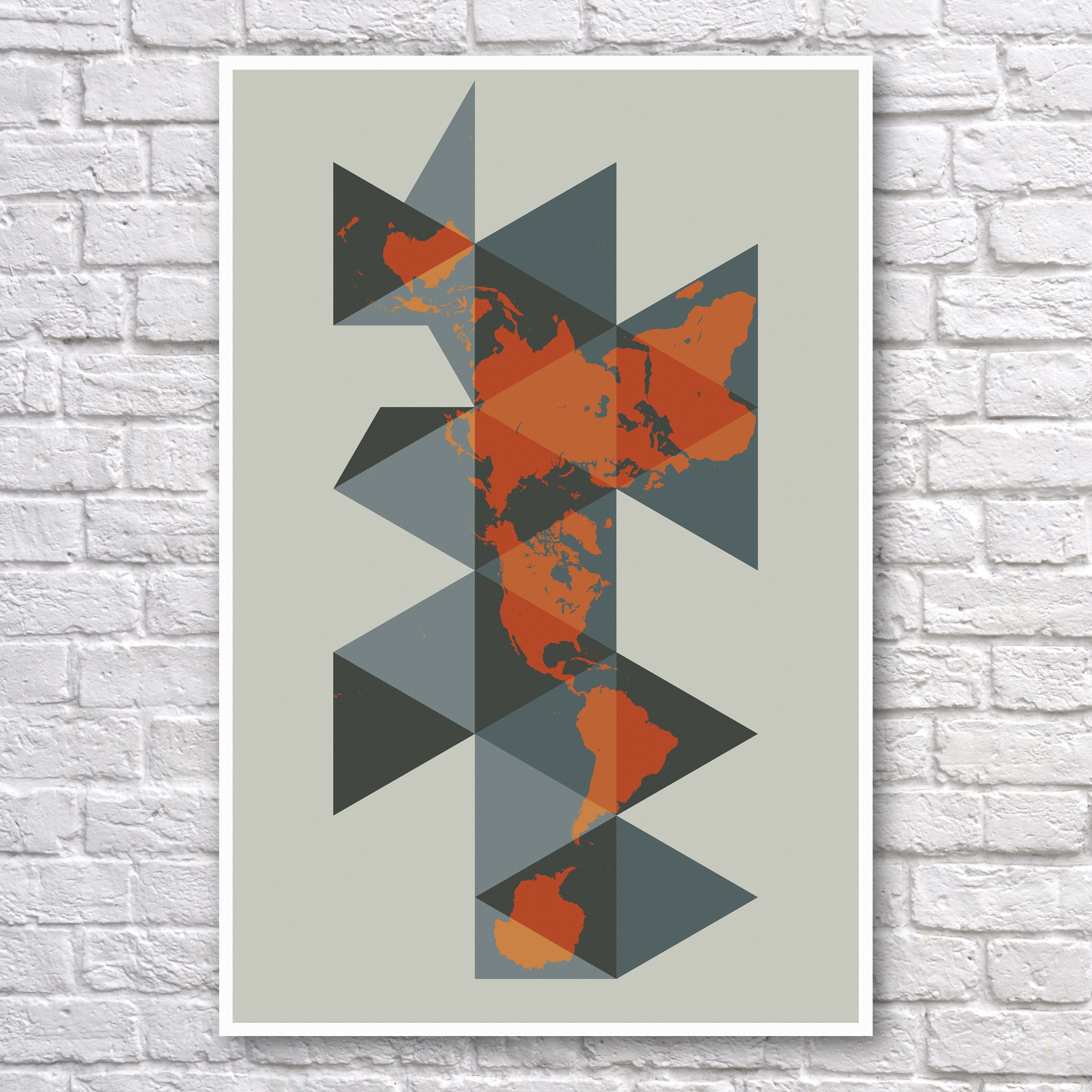 Abstract World Map Wall Art Poster - Etsy
