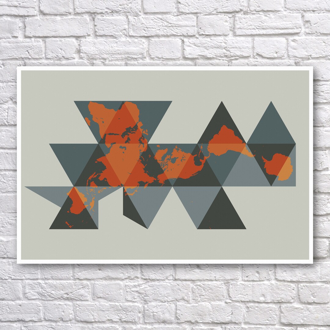 Abstract World Map Wall Art Poster - Etsy