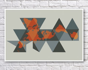 Buckminster Fuller Dymaxion Projection Earth World Map Nations - Etsy