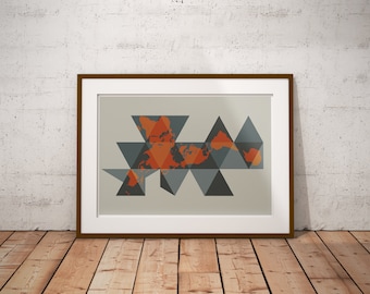 Dymaxion Airocean World Map / Fuller Projection / Elevation Topo Relief ...
