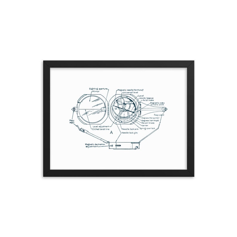 Patent Drawing Geologists Compass / Brunton Pocket Transit Diagram ...
