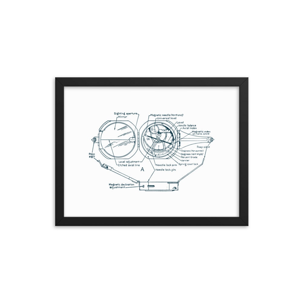 Patent Drawing Geologists Compass / Brunton Pocket Transit Diagram - Etsy