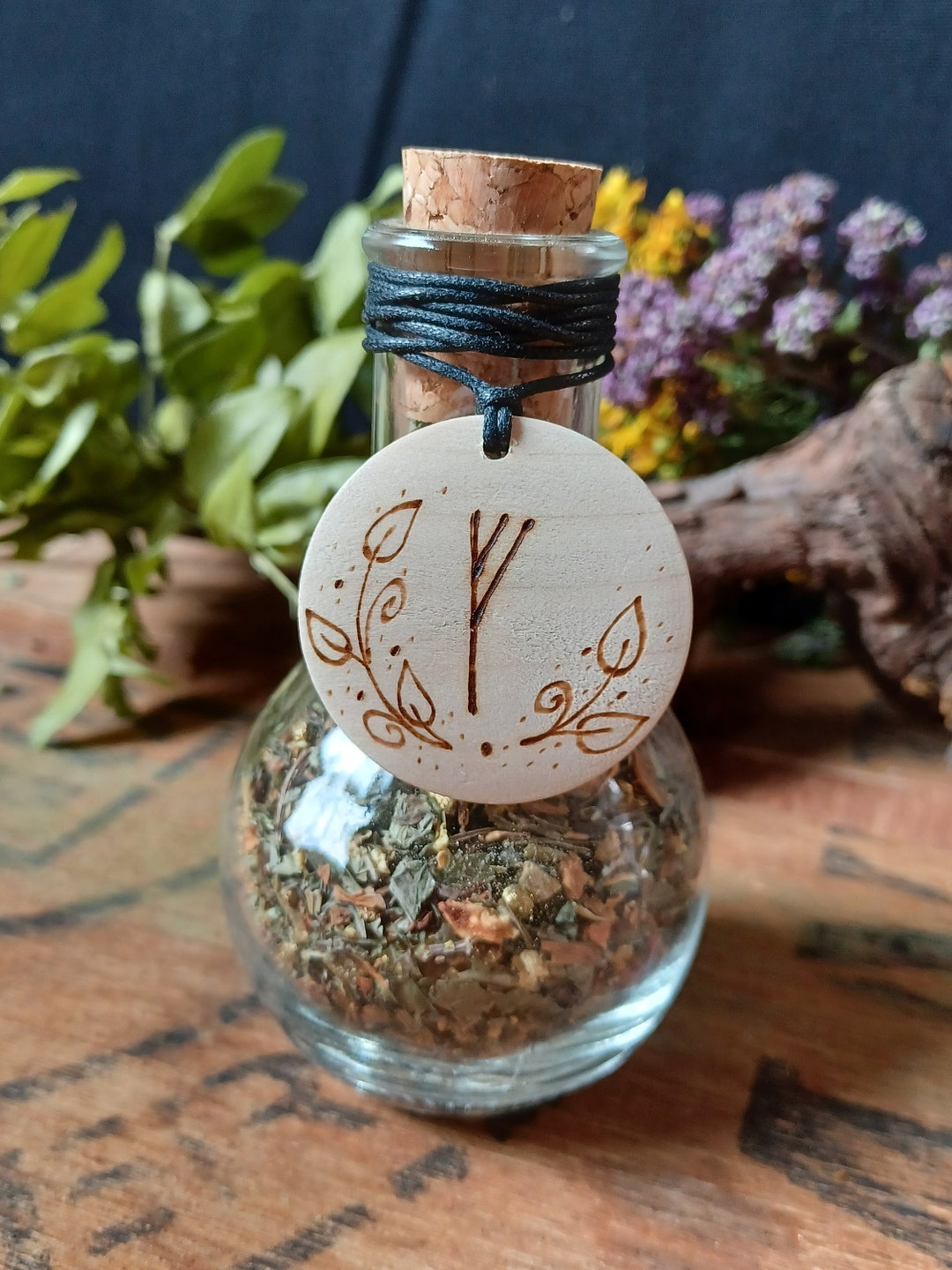 Plant Spirit Bottle "prosperity" / Witch Bottle / Fehu / Wealth ...