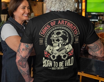 Sons of Arthritis ® Helmet Head T-shirt | Funny Biker Shirt | Biker ...