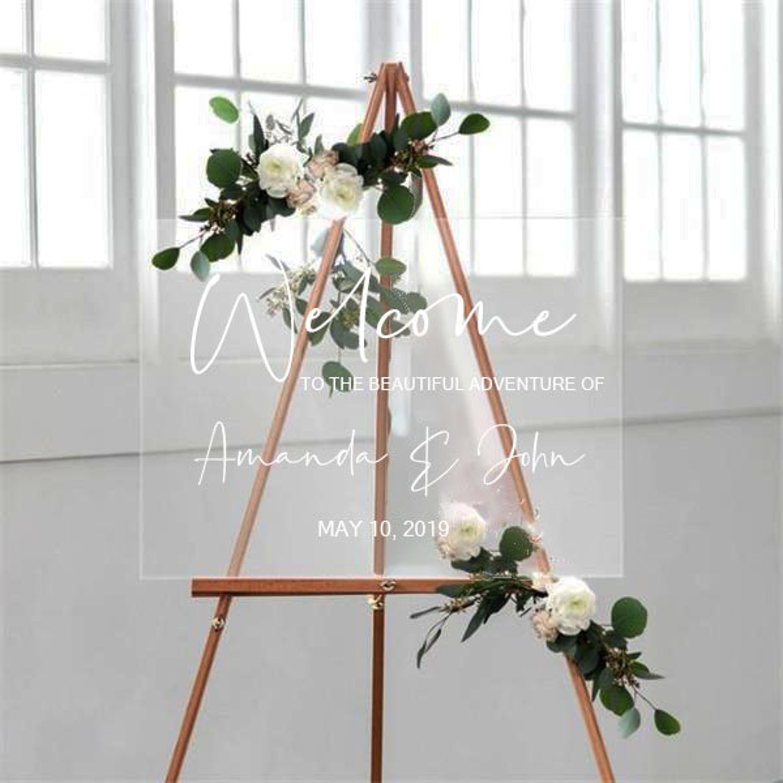 Modern Rustic Wedding Welcome Sign Decal • Personalized Couples Names ...