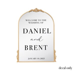 Wedding Entrance Mirror Decal Sign /personalized Couples Names and ...