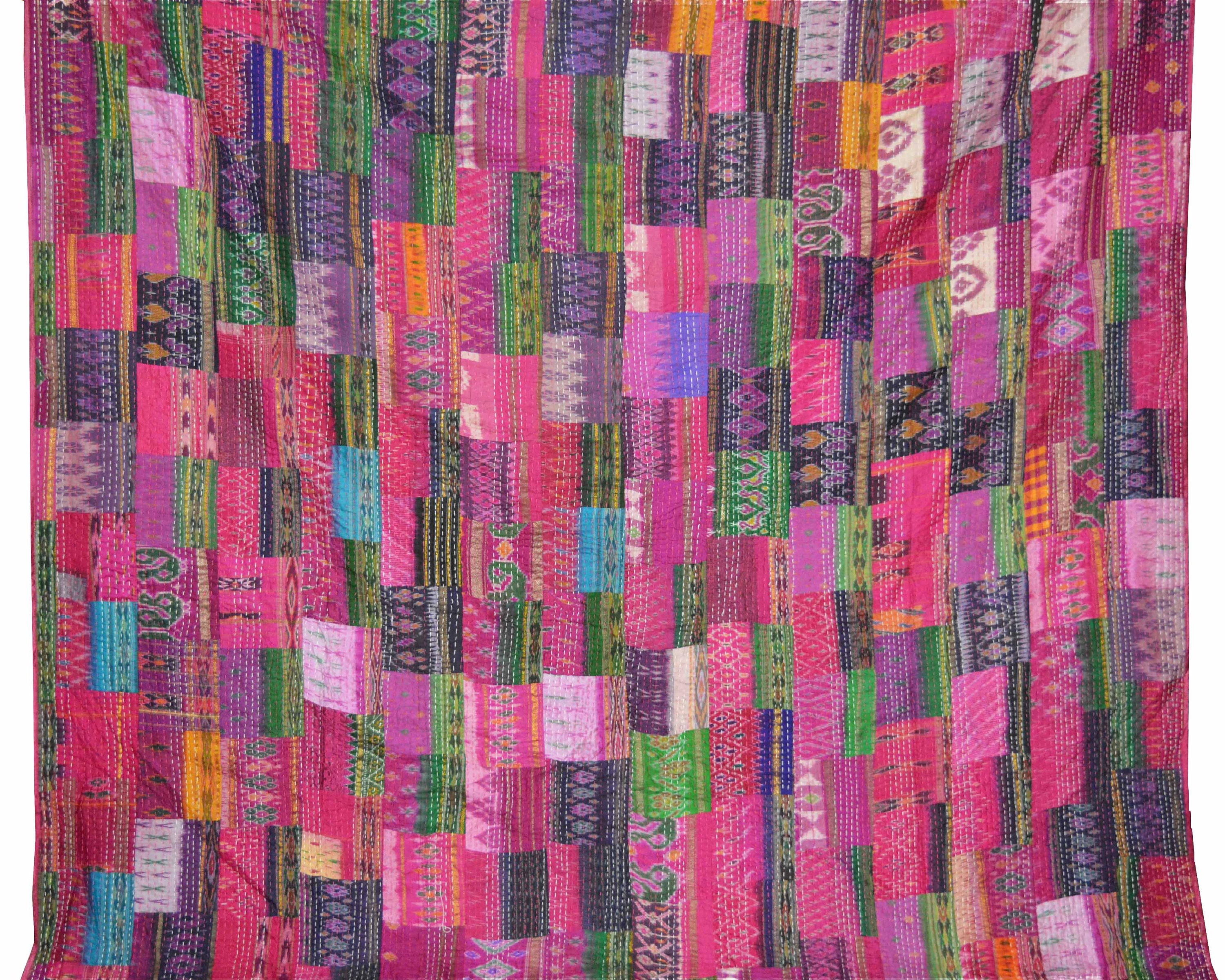 Queen Size Handmade Quilt Vintage Patchwork Silk Sari Quilt - Etsy