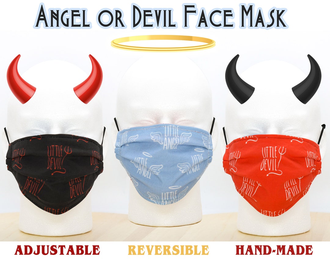 Angel & Devil Face Masks- Reusable, Adjustable, Handmade - Etsy